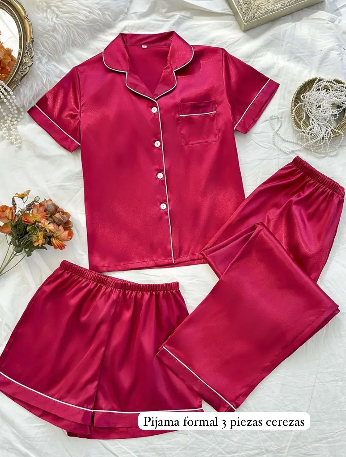 Pijama formal con short y pantalón cereza 🍒 – Lencería, Ropa Interior y ...