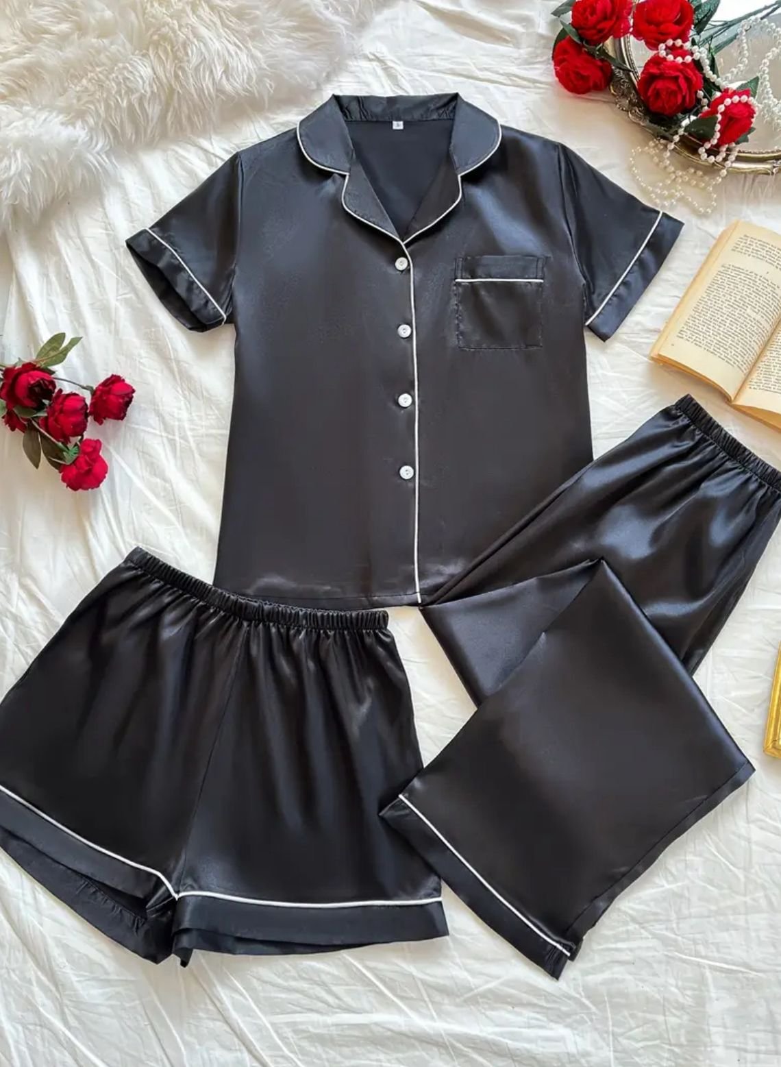 Pijama formal con short y pantalón negro – Lencería, Ropa Interior y ...