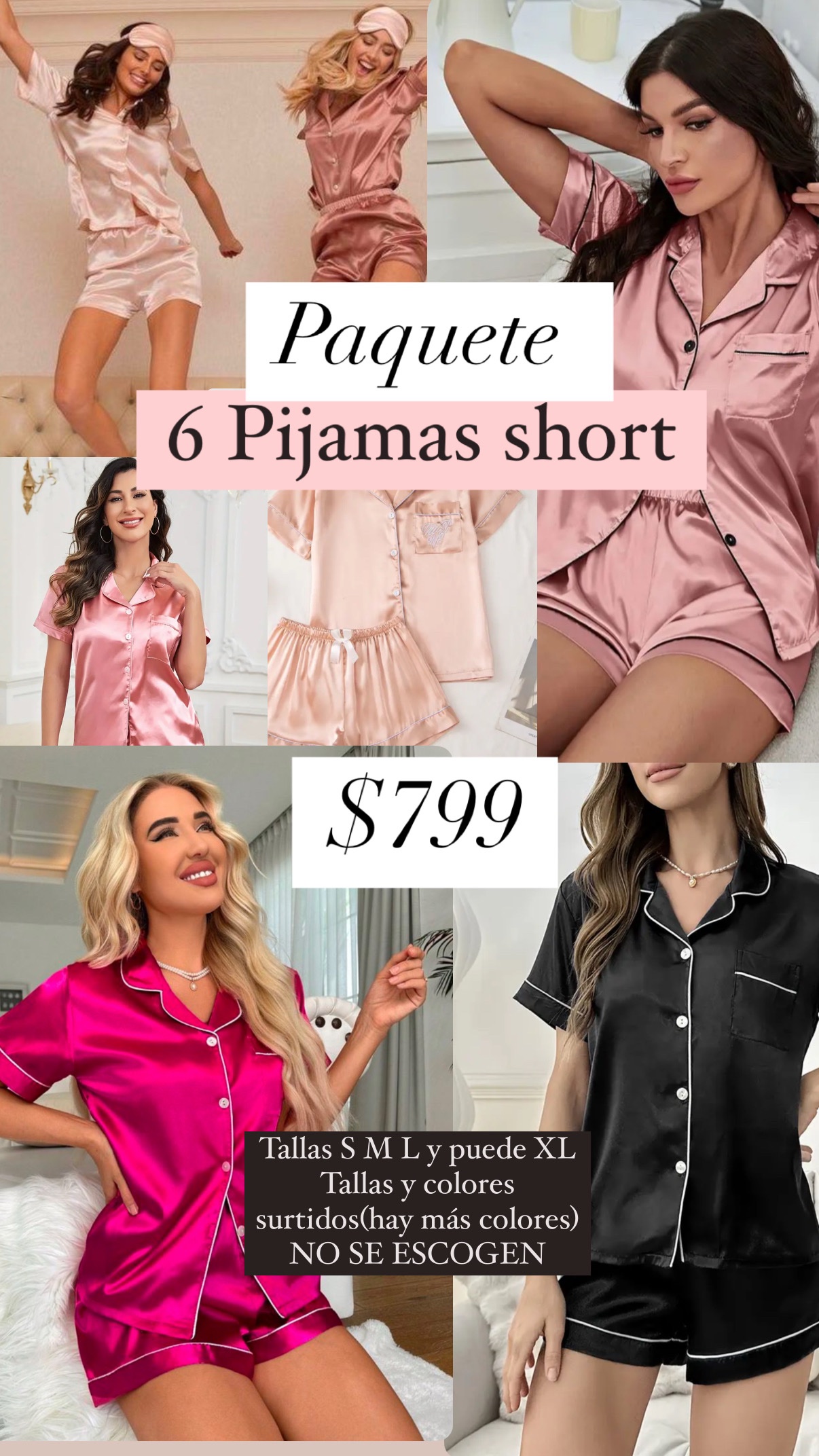Paquete de 6 Pijamas shorts – Lencería, Ropa Interior y Accesorios en ...