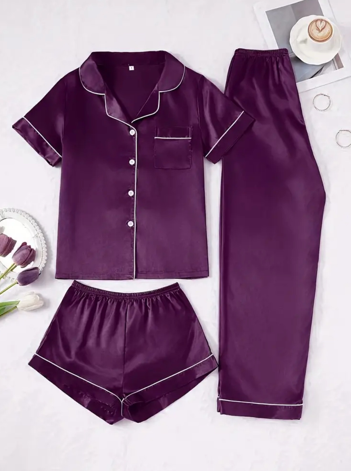 Pijama formal 3 piezas uva 🍇 – Lencería, Ropa Interior y Accesorios en ...